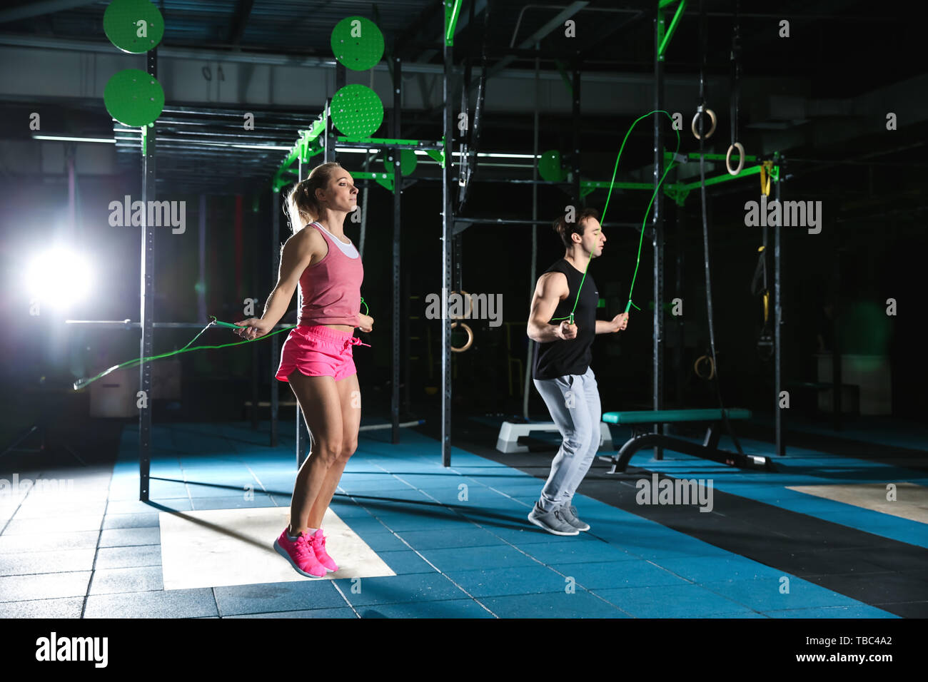 Couple jumping rope hi-res stock photography and images - Alamy