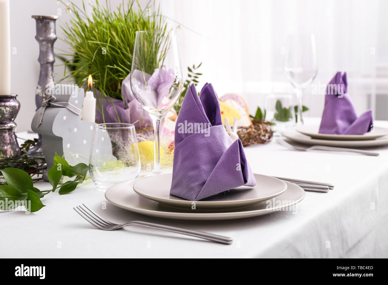 Beautiful table set for Easter celebration Stock Photo - Alamy Beautiful table set for Easter celebration Stock Photo - Alamy