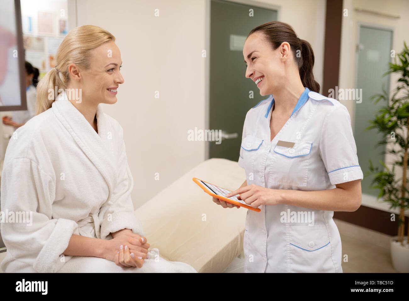 After nice procedure. Constant pleasant client and cosmetologist ...