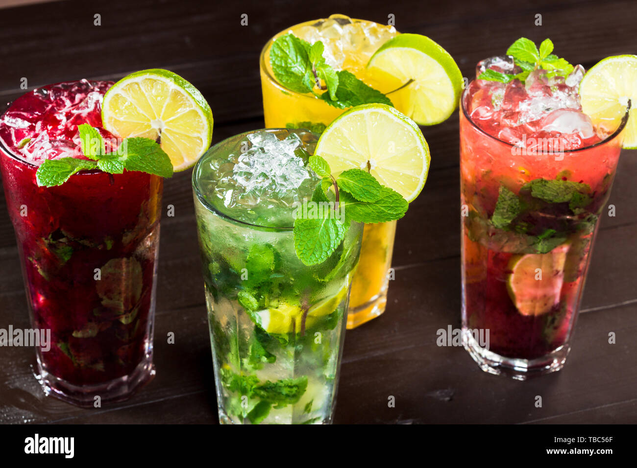 Collection of colorful tropical cocktails Stock Photo - Alamy