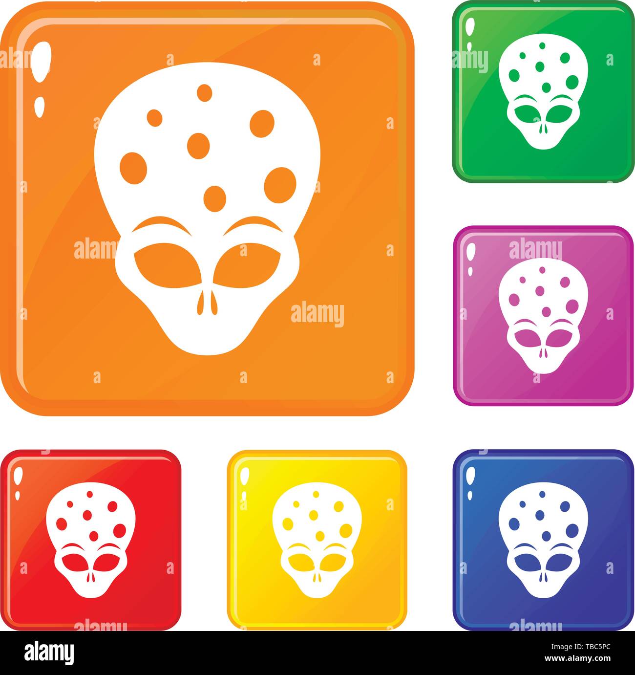 Extraterrestrial alien head icons set vector color Stock Vector Image ...