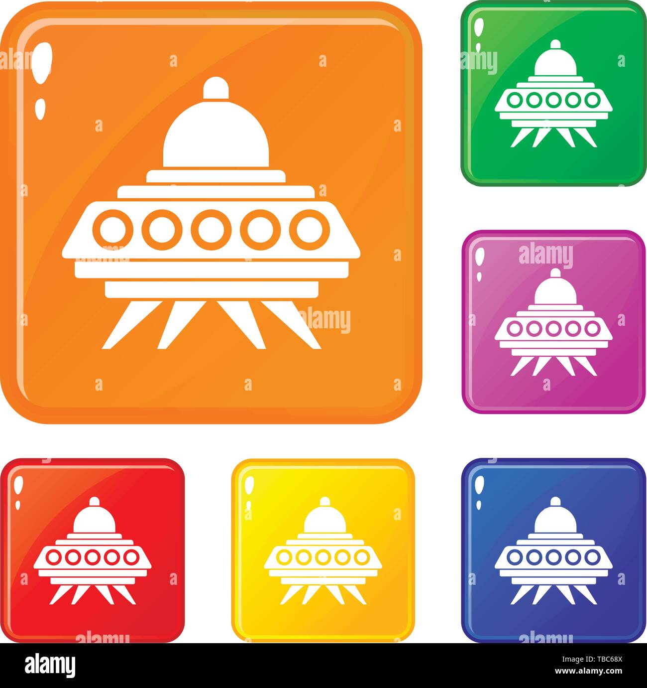 Alien spaceship icons set vector color Stock Vector Image & Art - Alamy