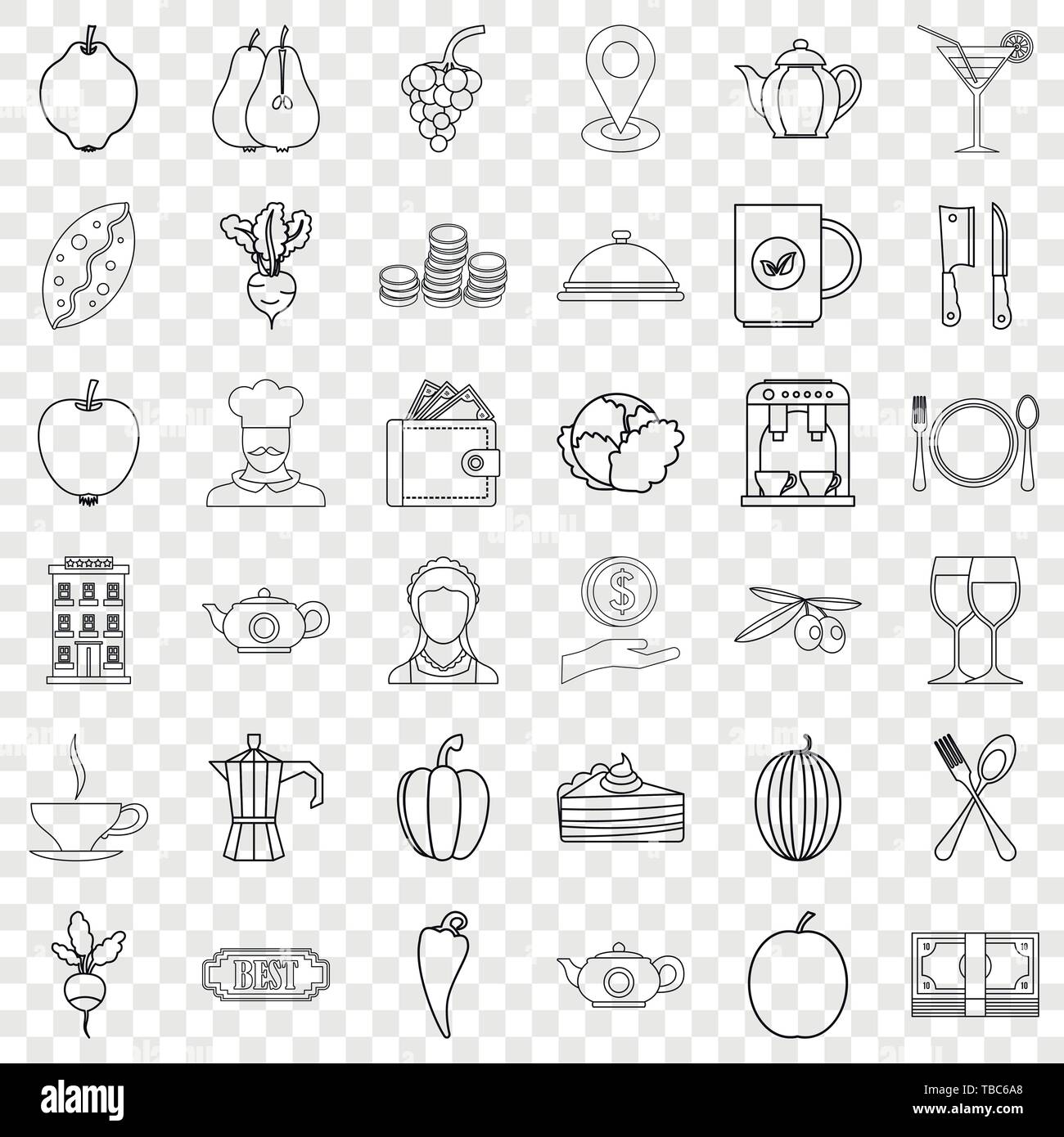Food icons set, outline style Stock Vector Image & Art - Alamy