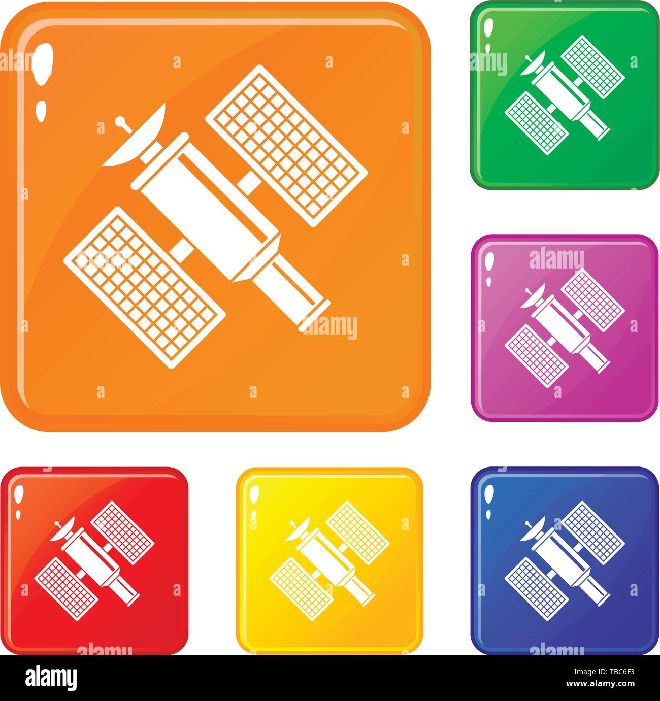 Space satellite icons set vector color Stock Vector Image & Art - Alamy