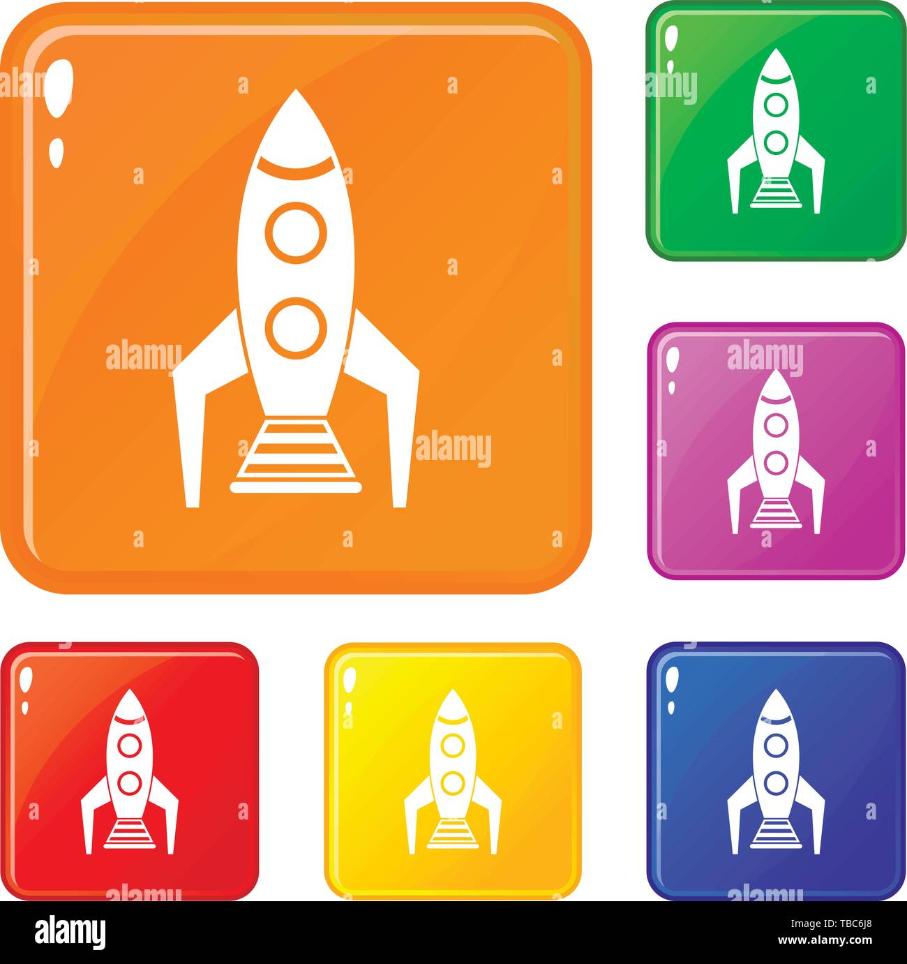 Space rocket icons set vector color Stock Vector Image & Art - Alamy