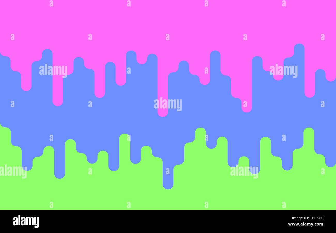 Multicolor dripping paint. Drips of paint on a green background. Bright ...