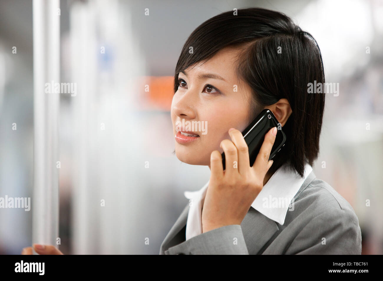 Business people take the subway on their commute to and from work Stock ...