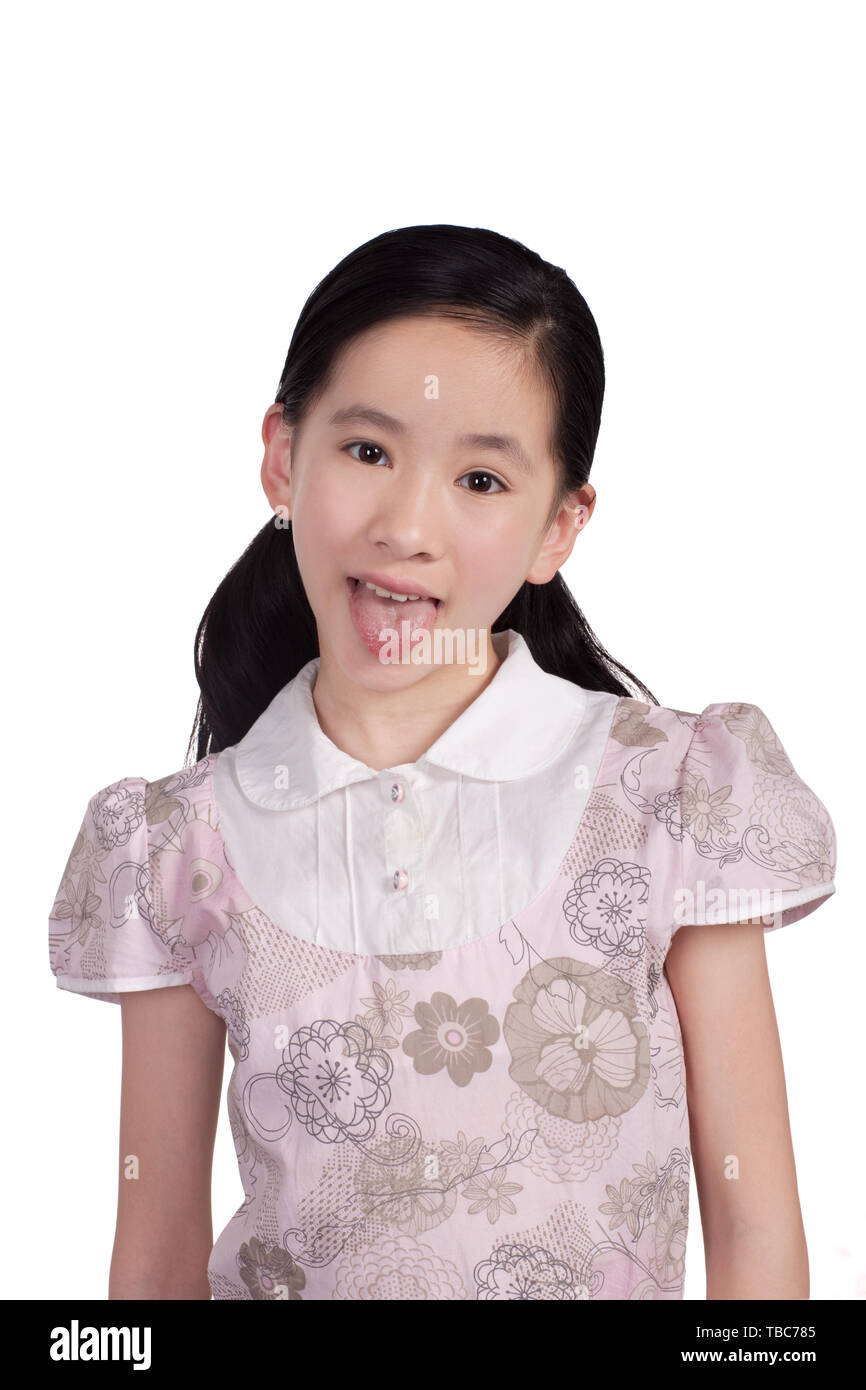 Happy expression of a girl Stock Photo - Alamy