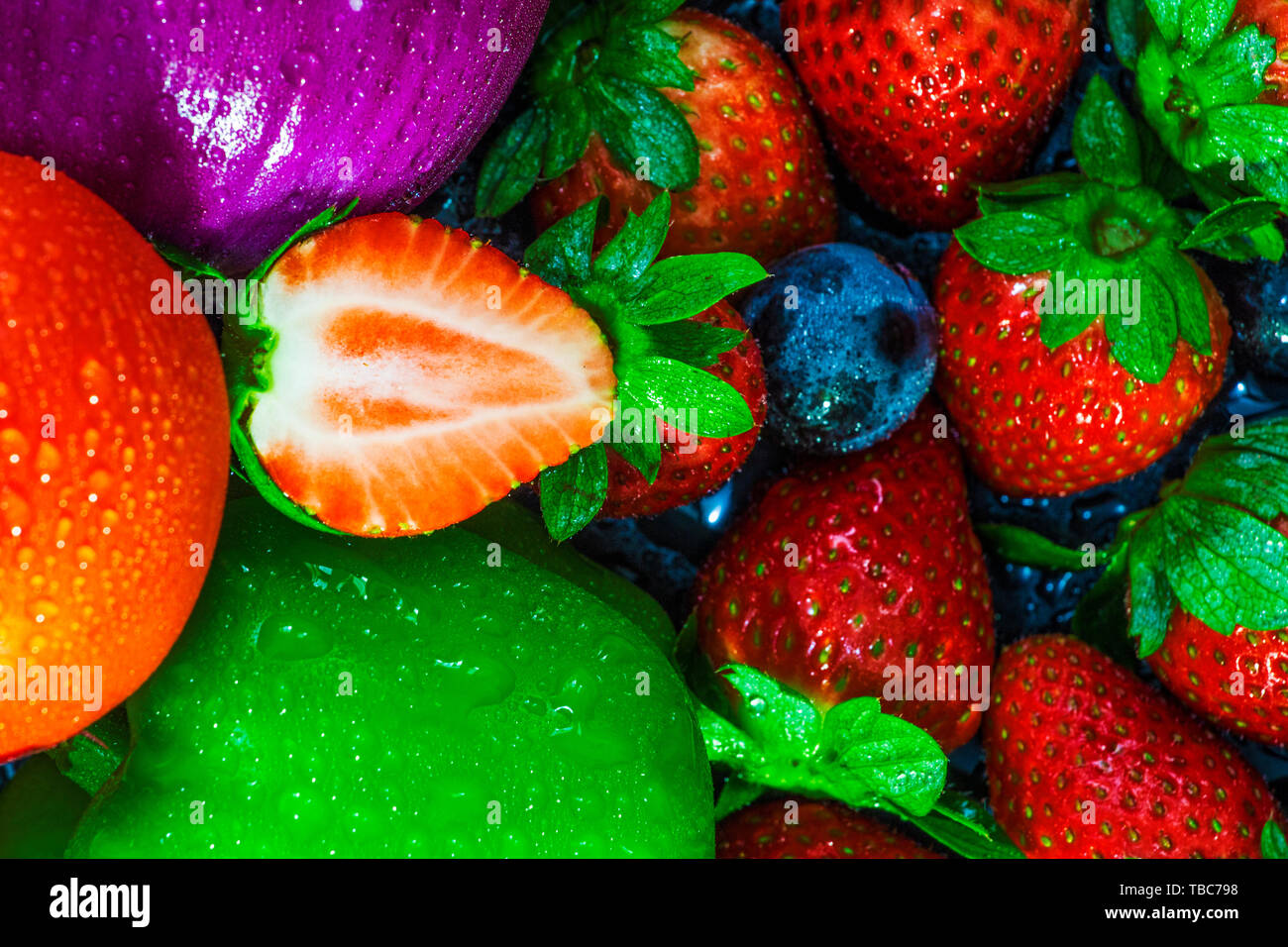 Strawberries, fruits and vegetables Stock Photo - Alamy