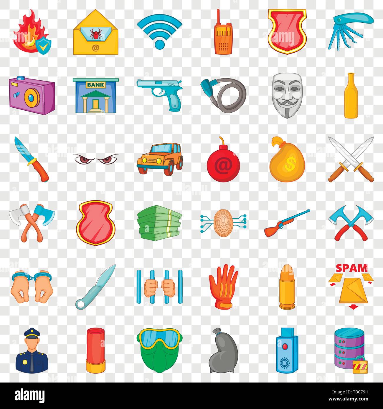 Protection icons set, cartoon style Stock Vector Image & Art - Alamy
