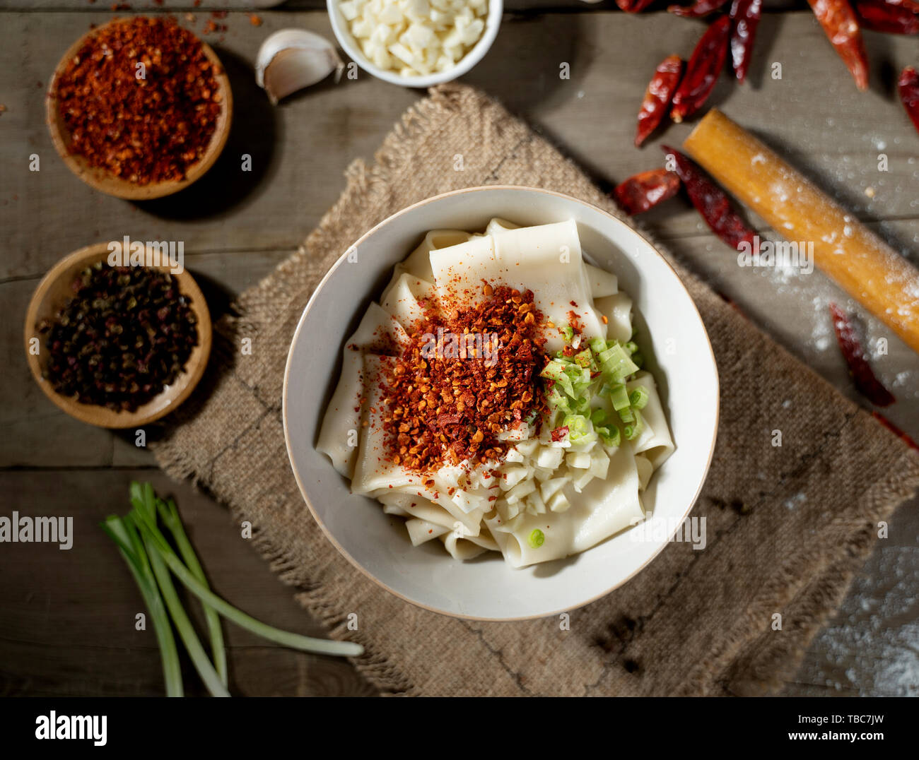 Shaanxi oil splash noodles Stock Photo - Alamy
