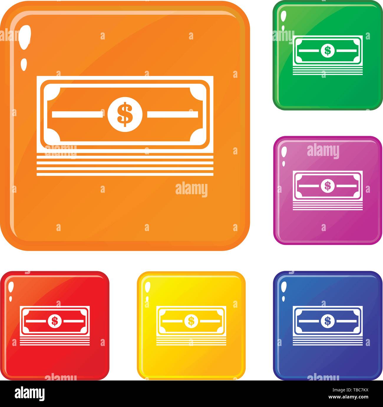 Stack of dollars icons set vector color Stock Vector Image & Art - Alamy