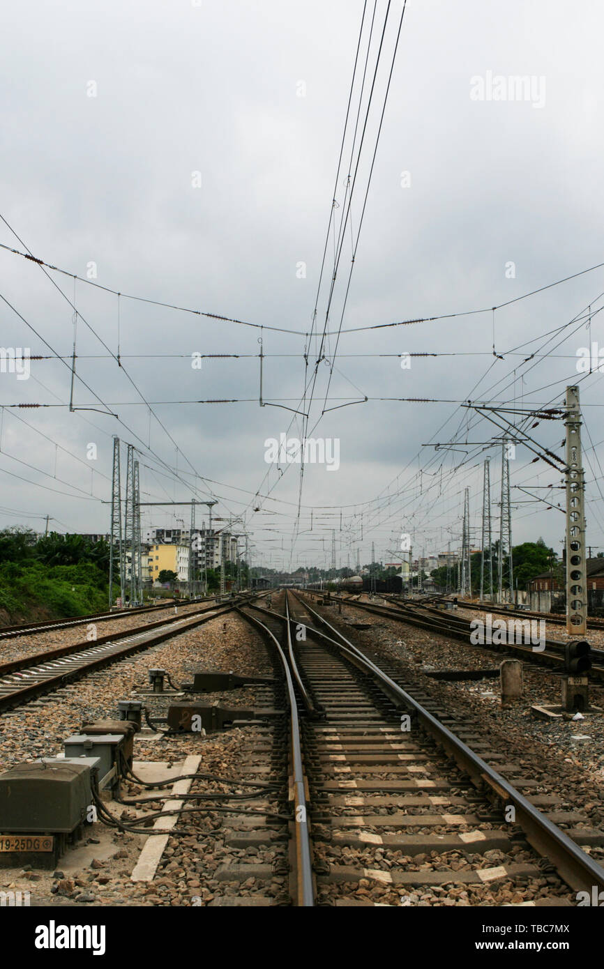 The longitudinal and horizontal lines of the railway Stock Photo - Alamy