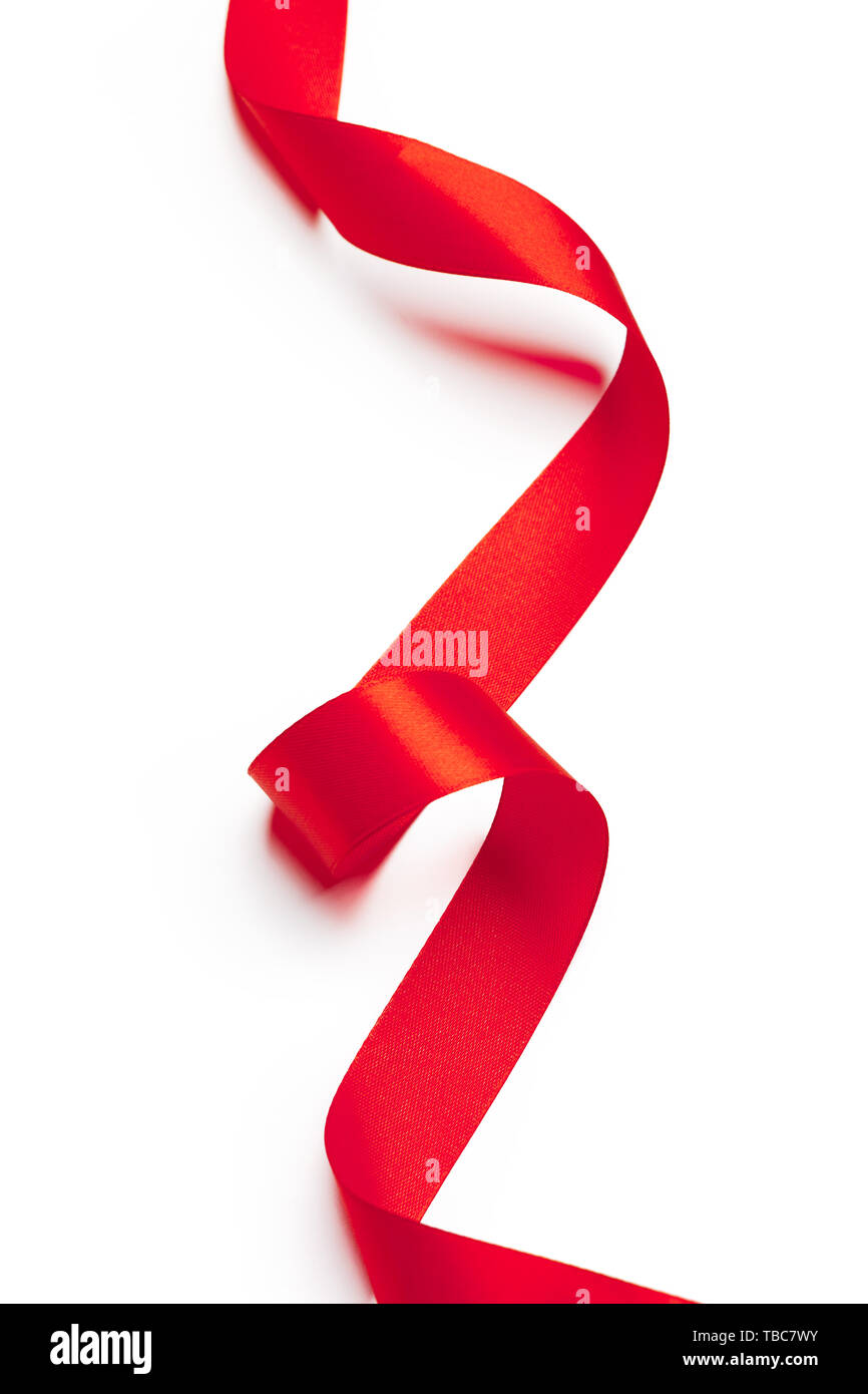 Red ribbon on white background Stock Photo - Alamy