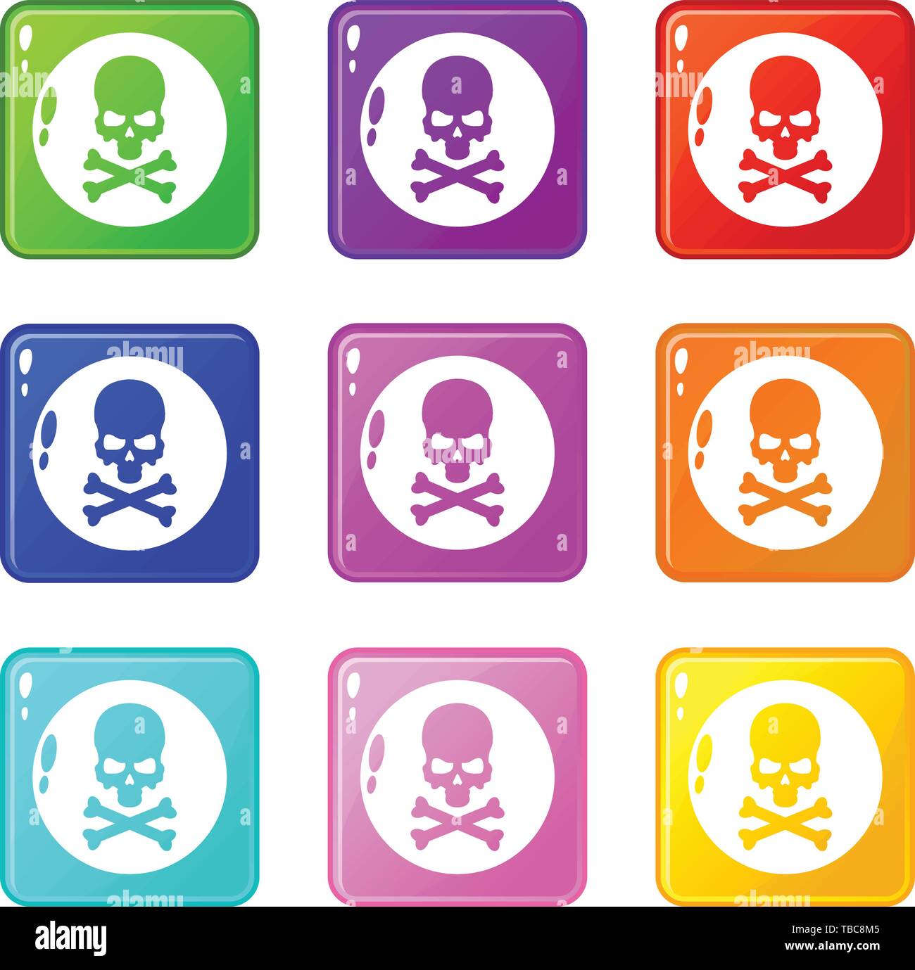 Danger icons set 9 color collection Stock Vector Image & Art - Alamy