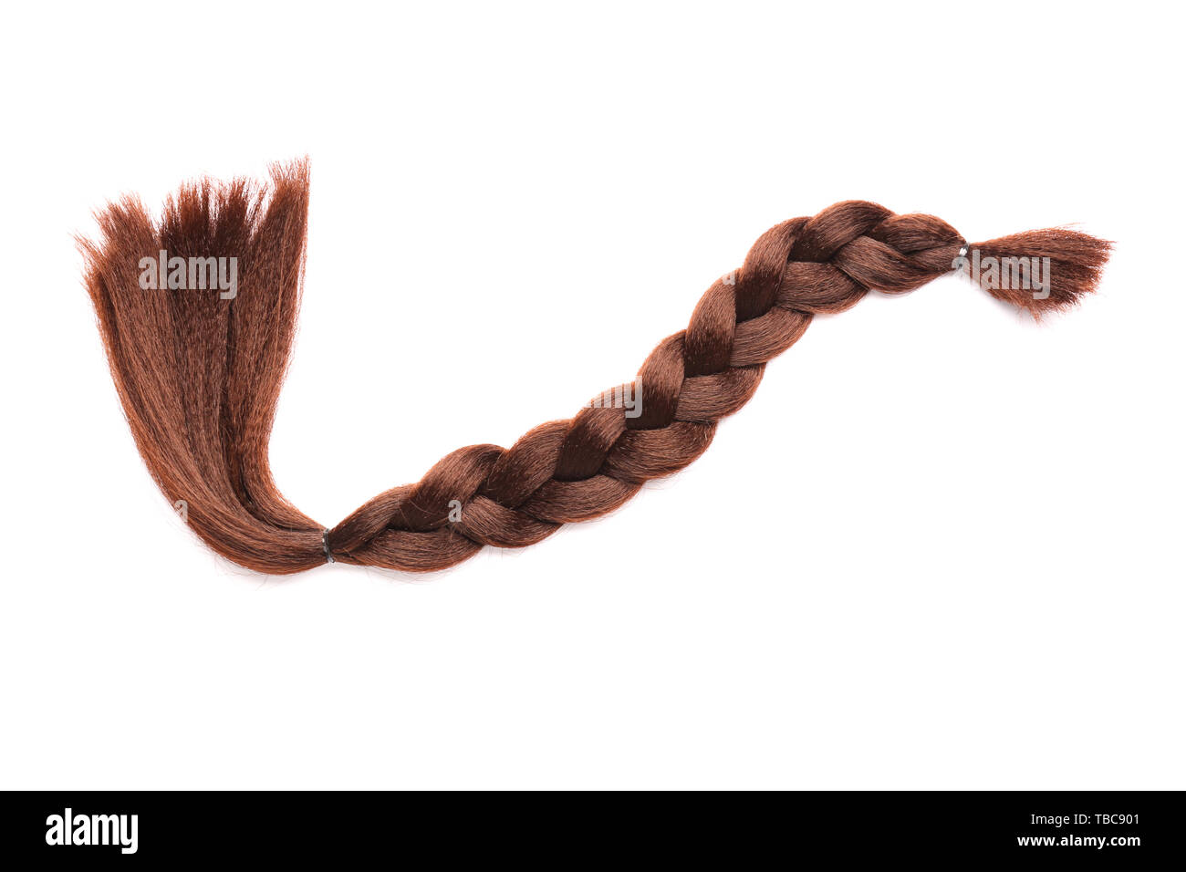 Braided strand on white background. Concept of hair donation Stock ...