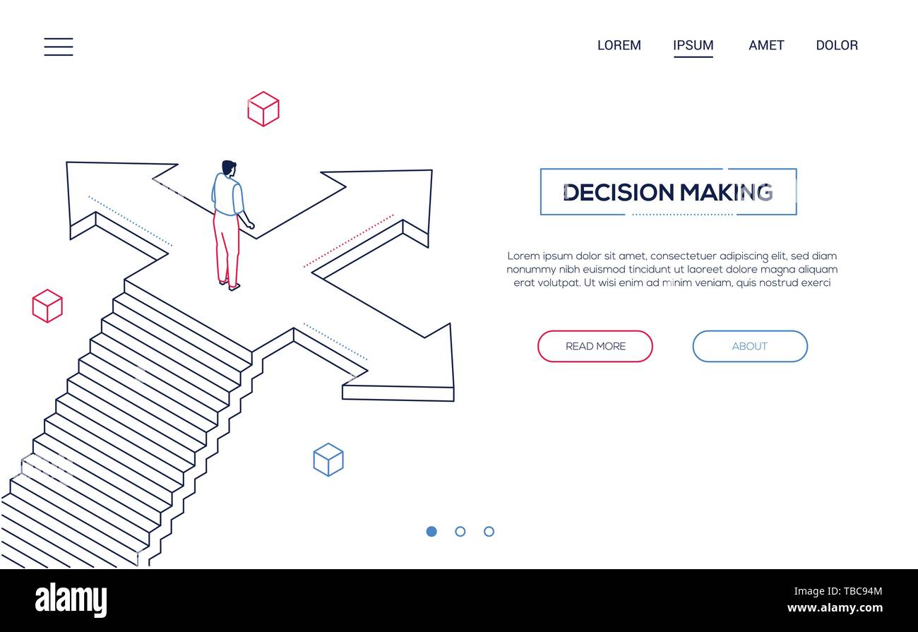 Decision making - line design style isometric web banner Stock Vector ...