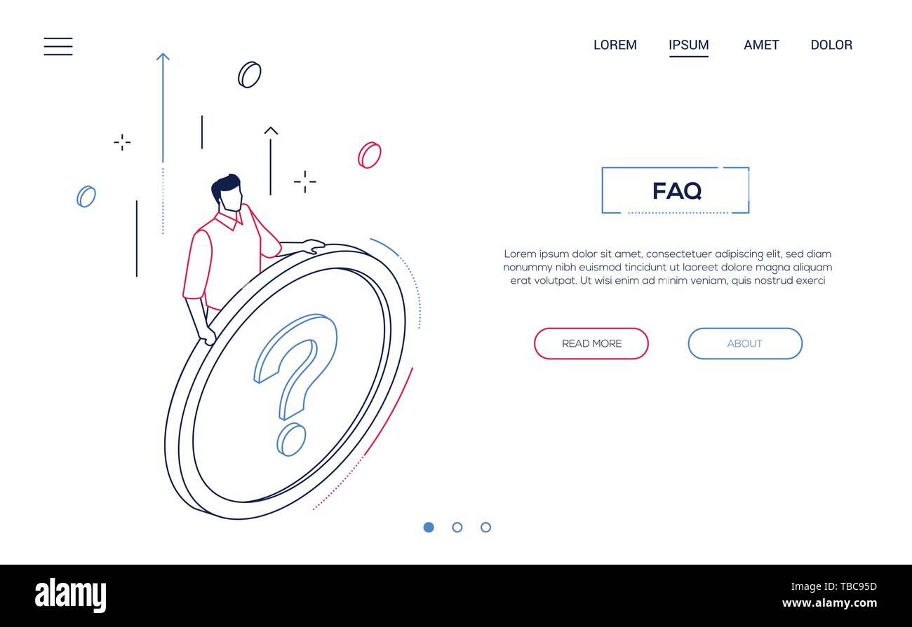 FAQ section - line design style isometric web banner Stock Vector Image ...