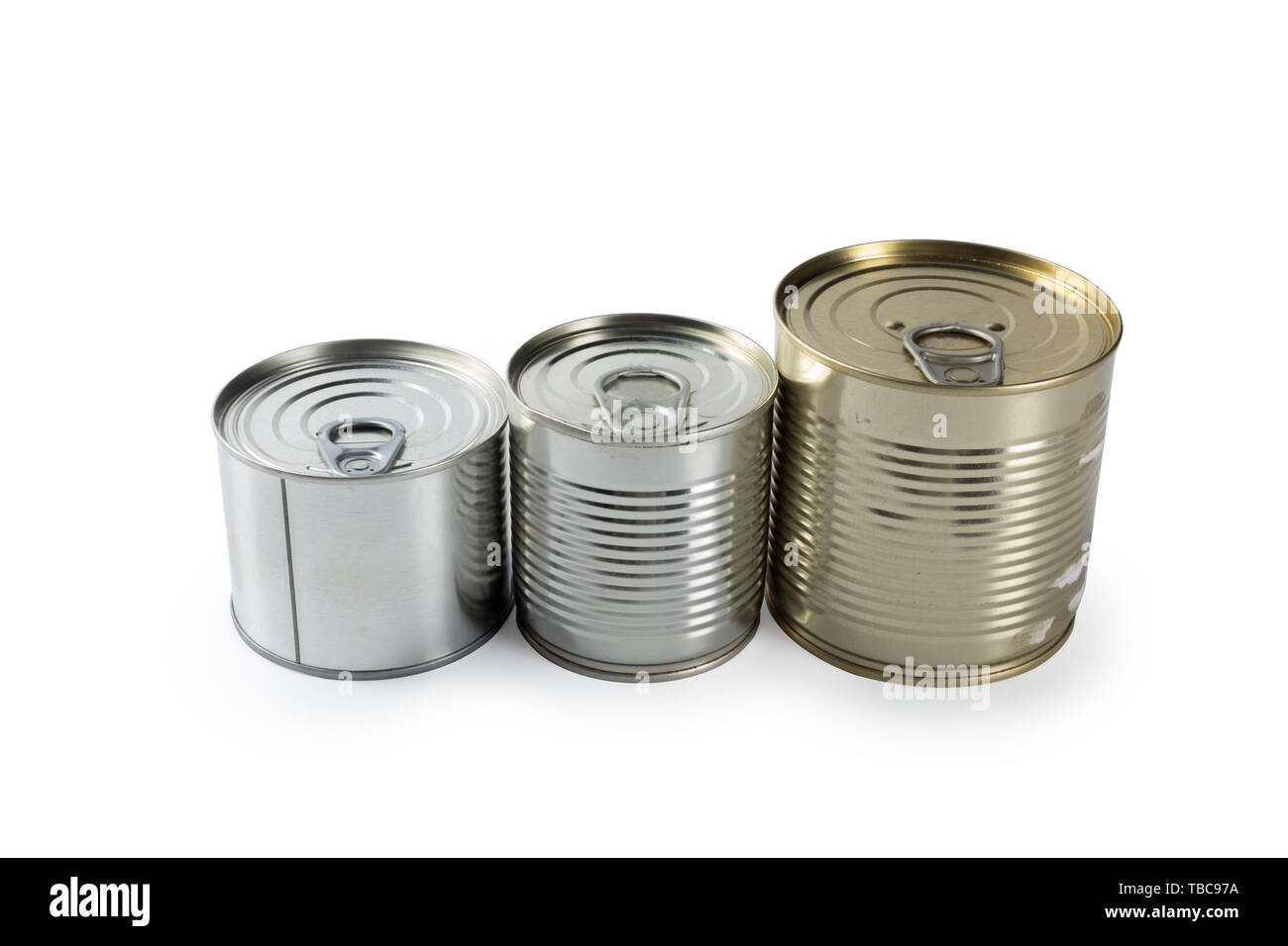 metal cans on a white background Stock Photo - Alamy