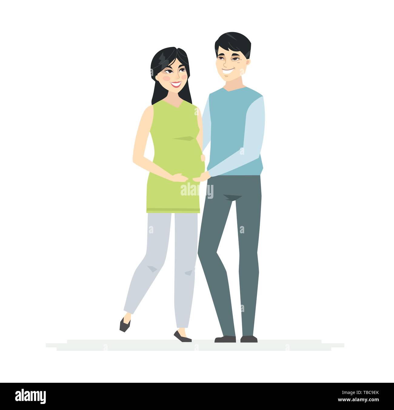 Chinese couple expecting a baby - cartoon people characters ...