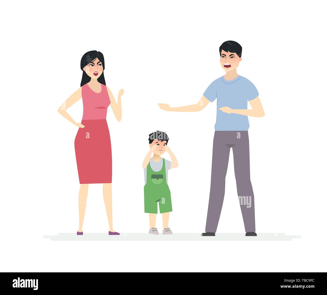Chinese family arguing - cartoon people character vector illustration ...