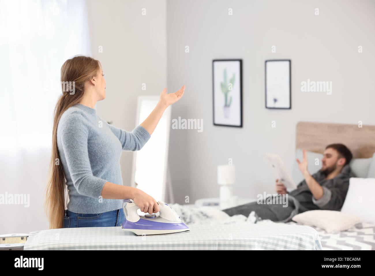 Woman scolding husband hi-res stock photography and images - Alamy
