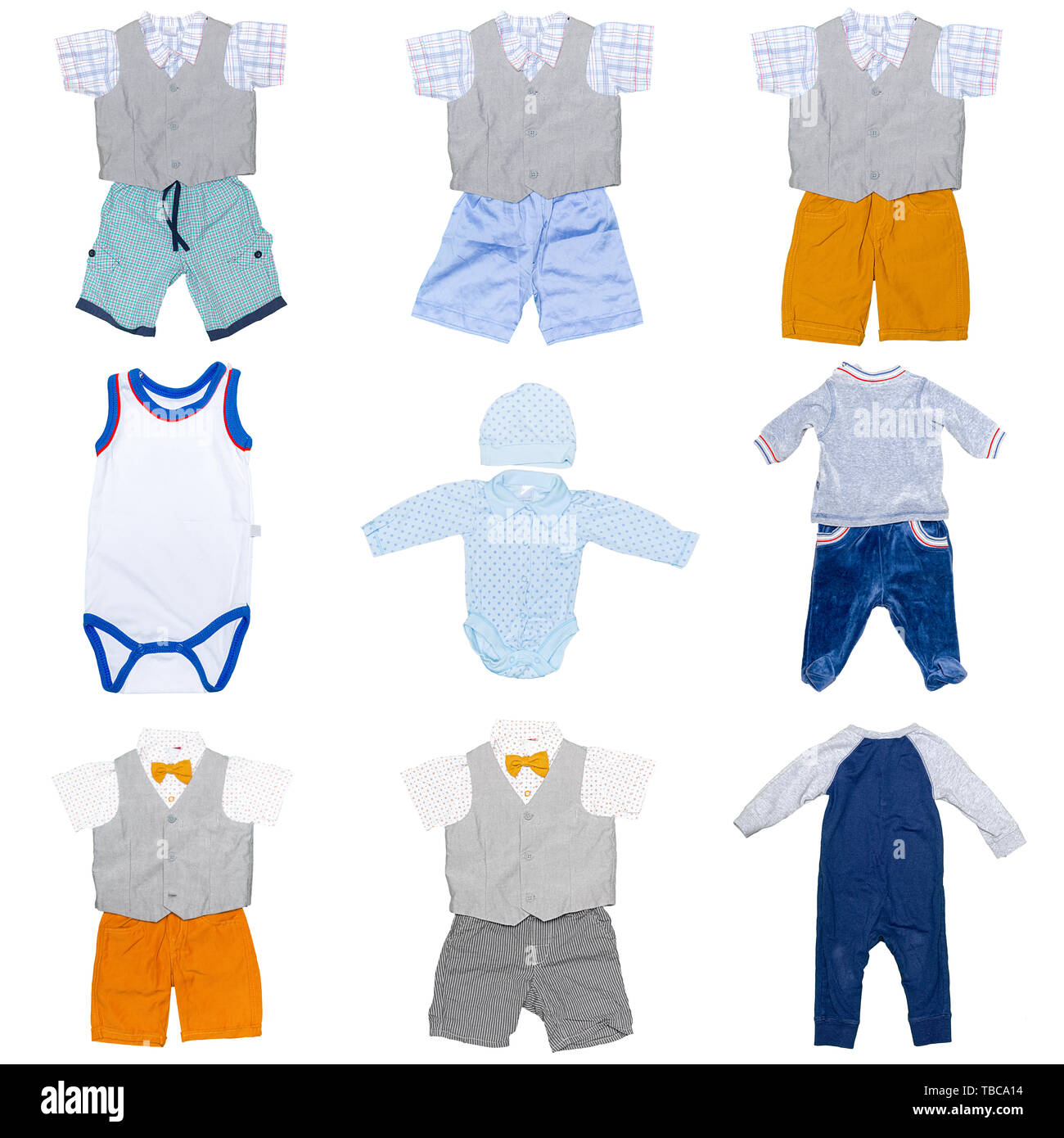 Collection of children's clothes on a white background Stock Photo - Alamy
