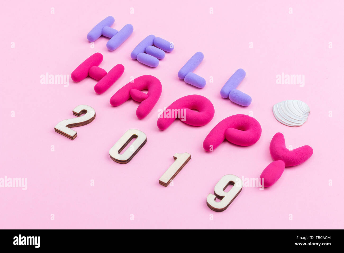 Graphic hello happy 2019 Stock Photo - Alamy