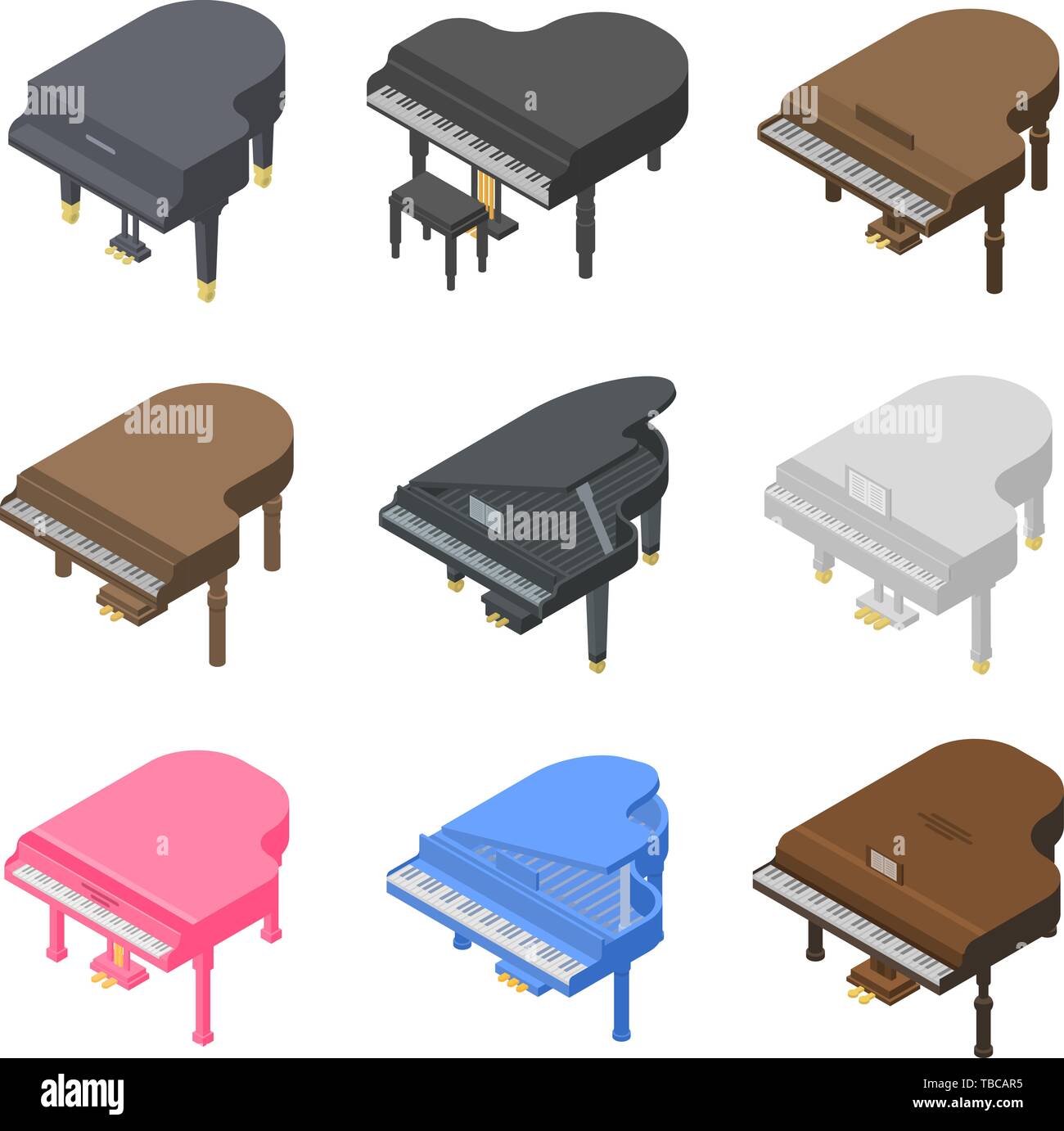 Grand piano icons set, isometric style Stock Vector Image & Art - Alamy