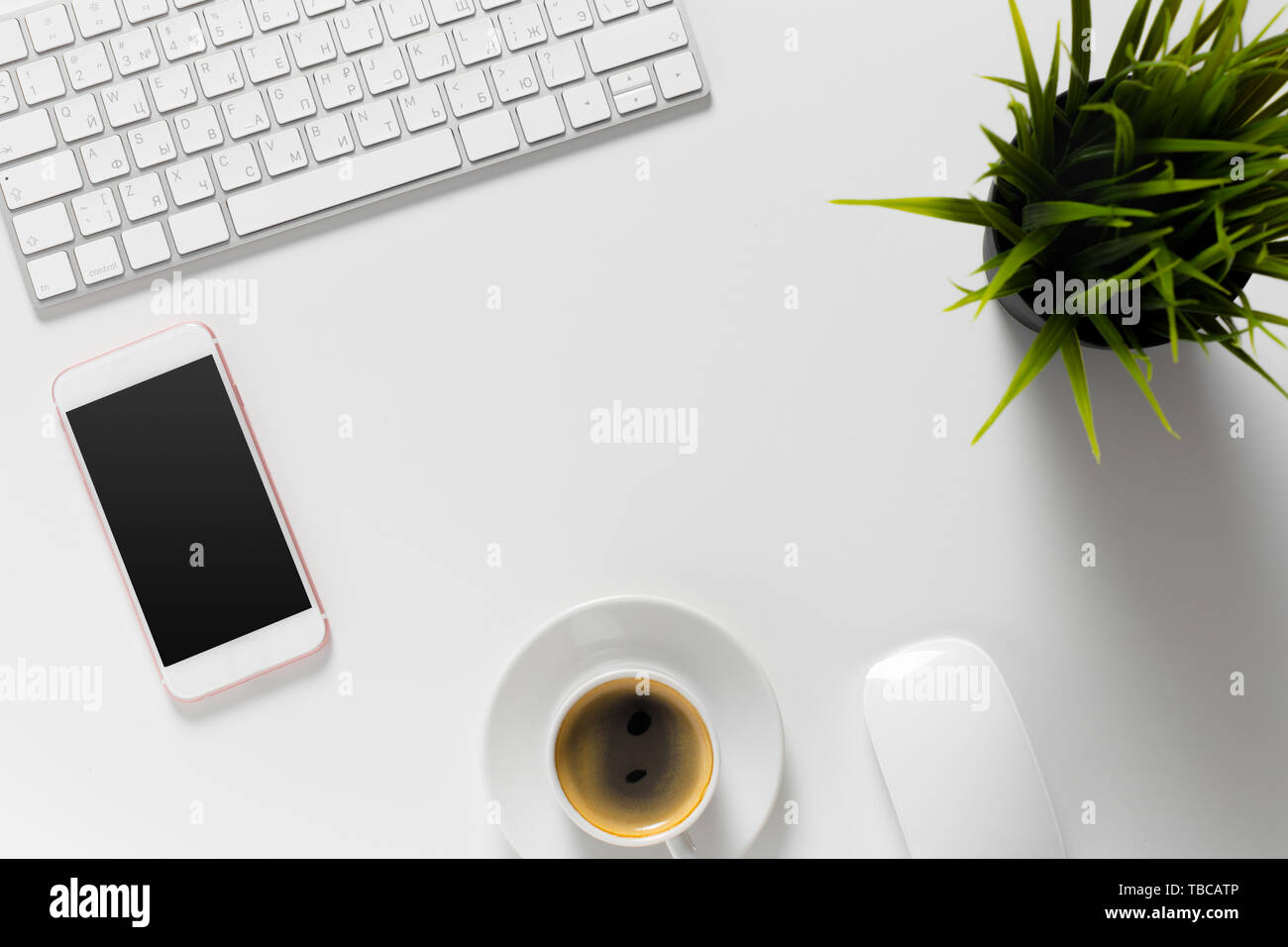 Office desk, top view Stock Photo - Alamy