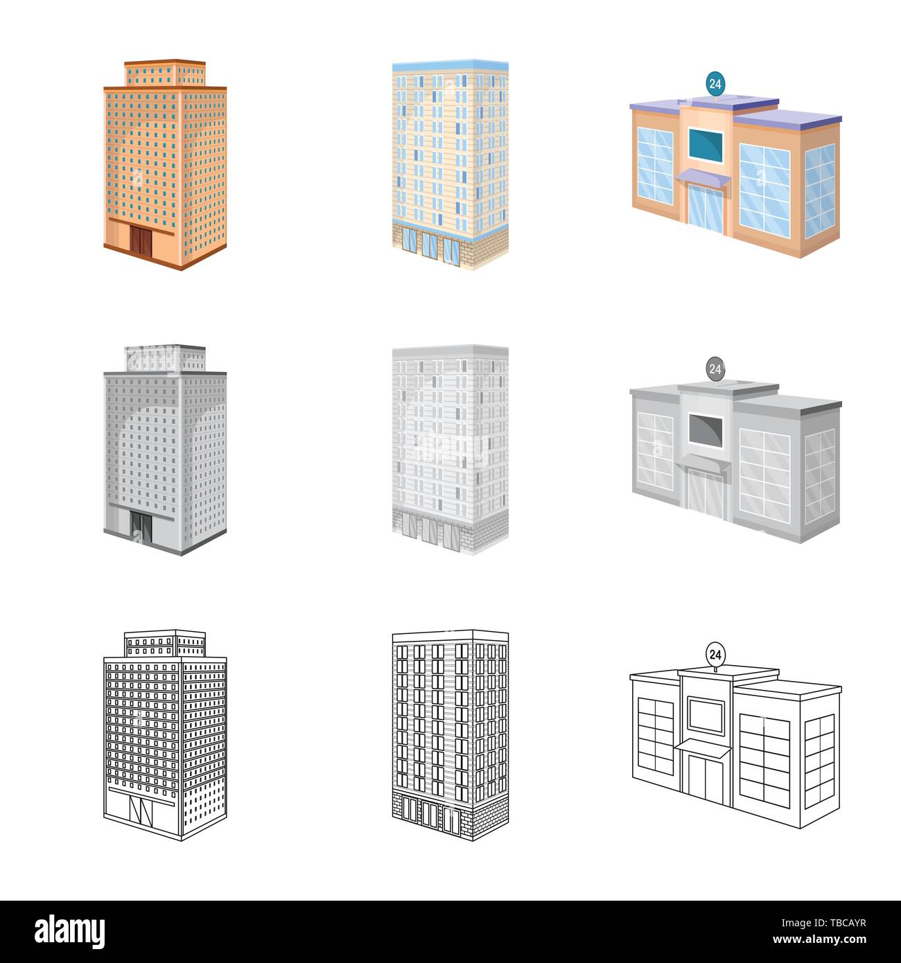 Vector illustration of construction and building symbol. Set of ...