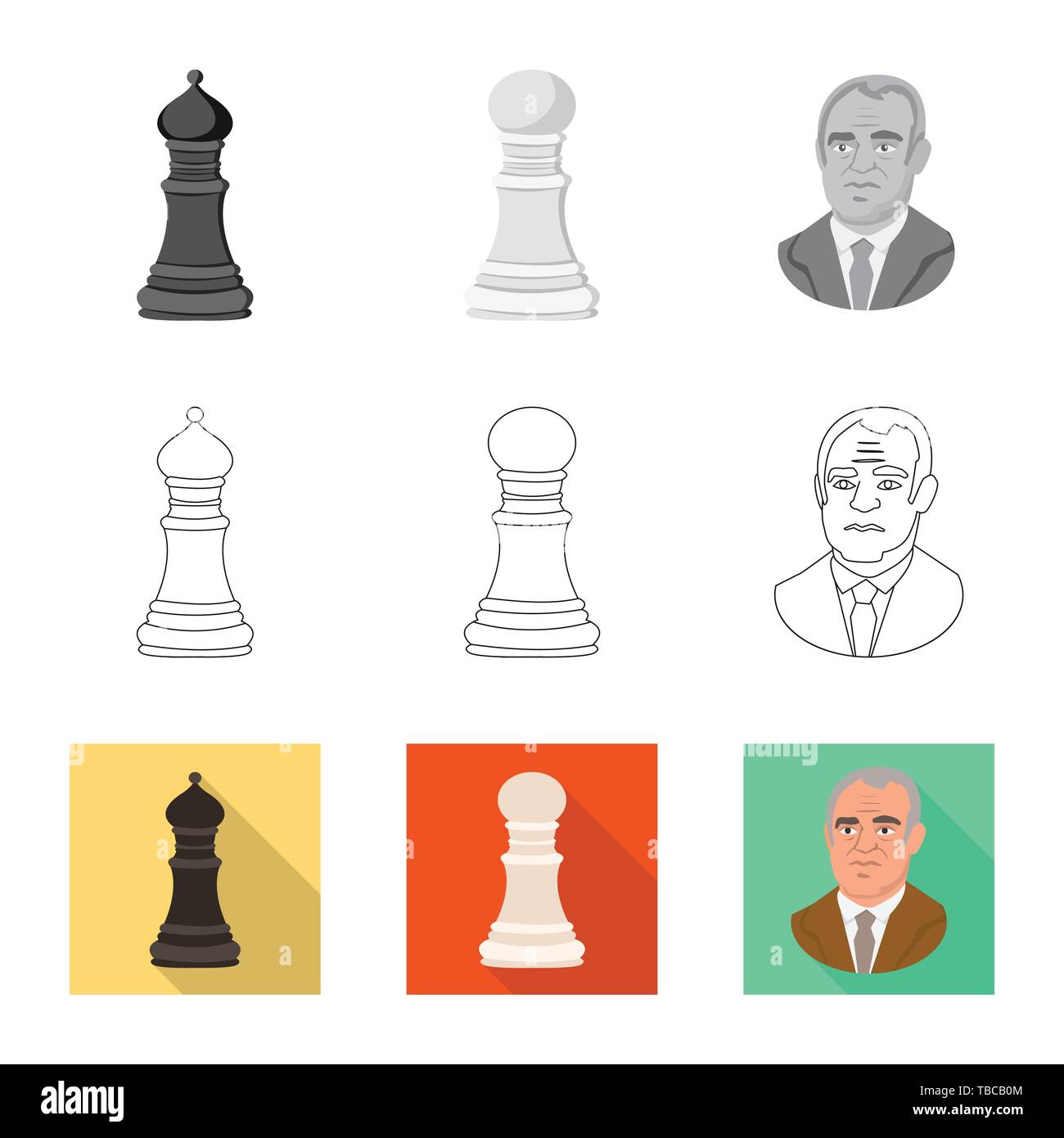 Vector illustration of checkmate and thin icon. Set of checkmate and ...