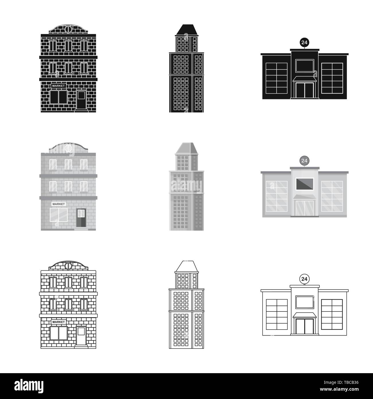 Vector illustration of municipal and center icon. Set of municipal and ...