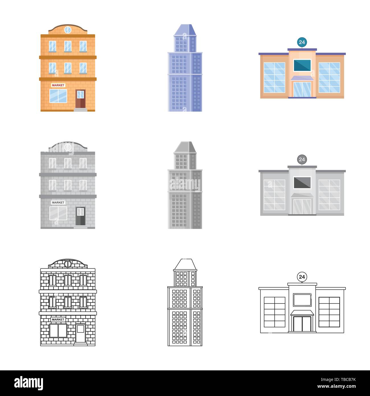 Isolated object of municipal and center symbol. Collection of municipal ...