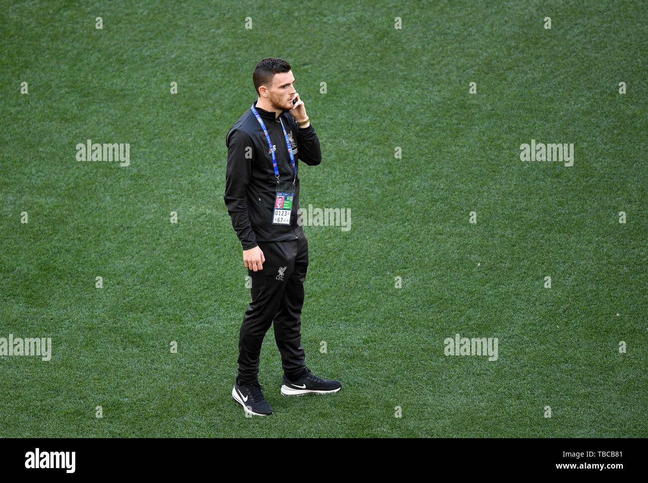 Liverpool's Andrew Robertson before a training session at the Estadio ...