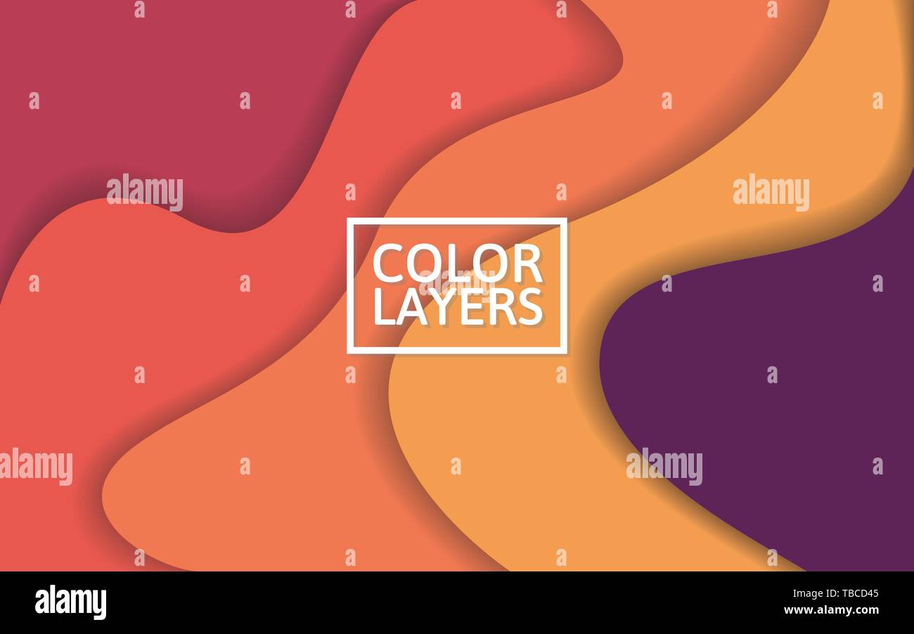 Colorful layers background. Abstract waves with soft shadows. 3D ...