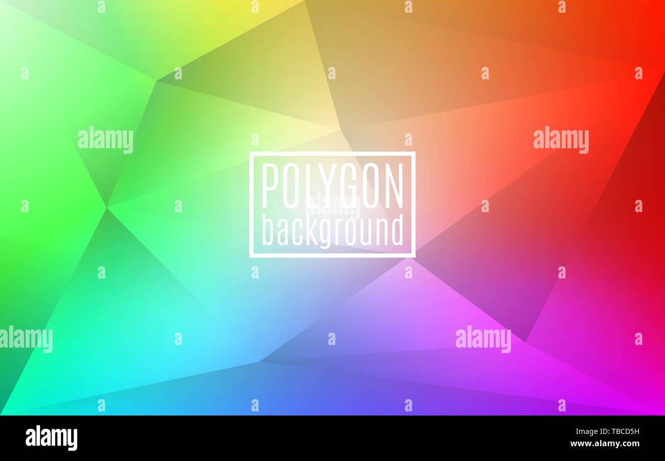 Colorful rainbow polygon background. Triangle mosaic with ...