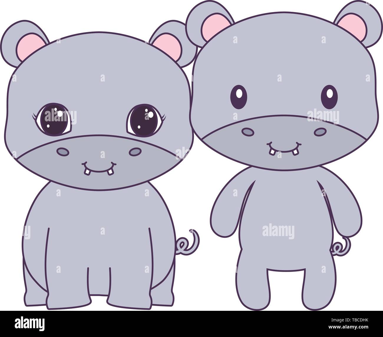 cute group of hippopotamus animals vector illustration design Stock ...