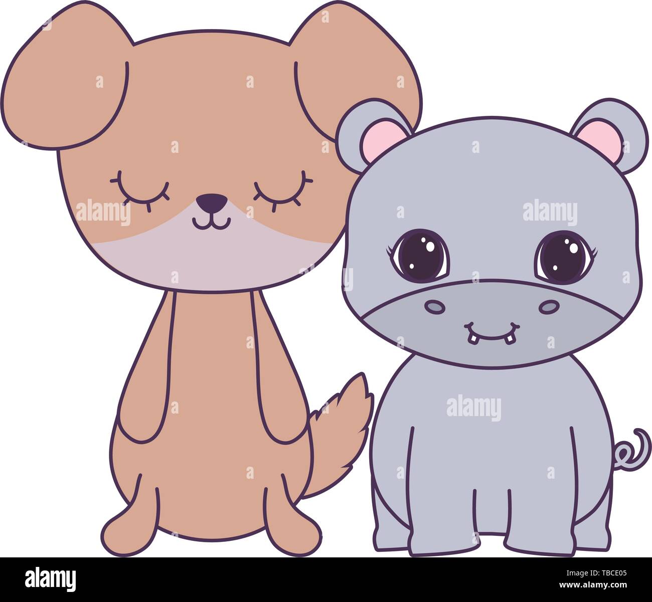 cute elephant with dog animals vector illustration design Stock Vector ...