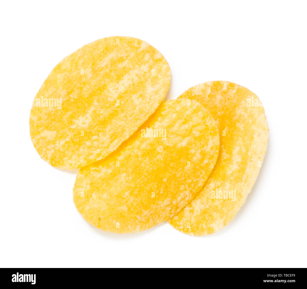 yellow potato chips isolated on white Stock Photo - Alamy