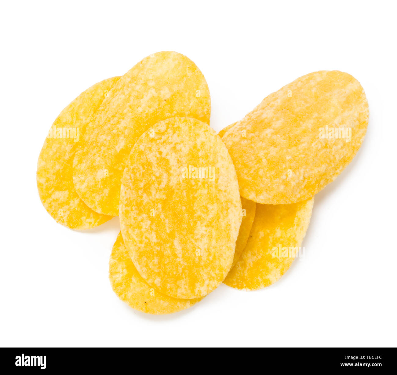 yellow potato chips isolated on white Stock Photo - Alamy