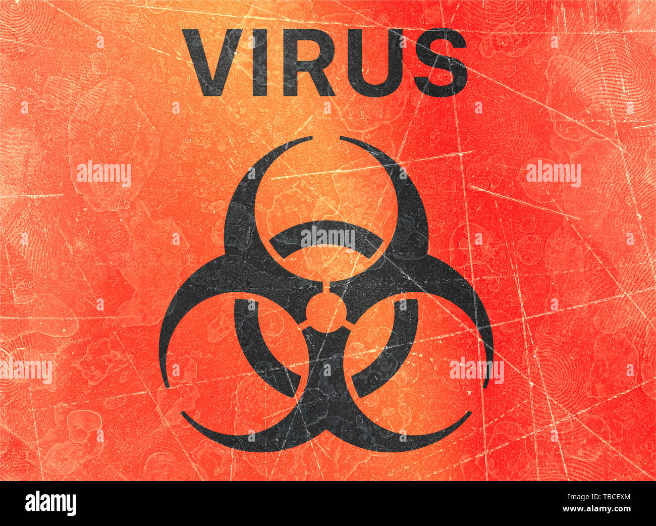 Sign indicating the presence of Biological hazards, biohazards, refer ...