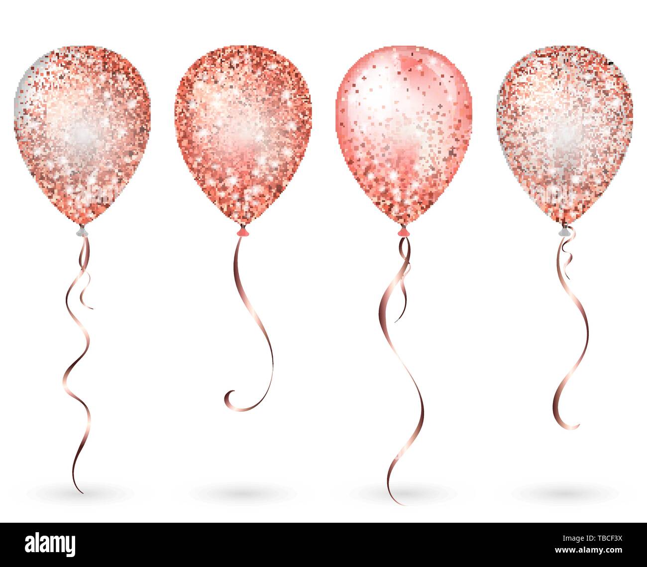 Flying glossy white and pink shiny realistic 3D helium balloons with ...