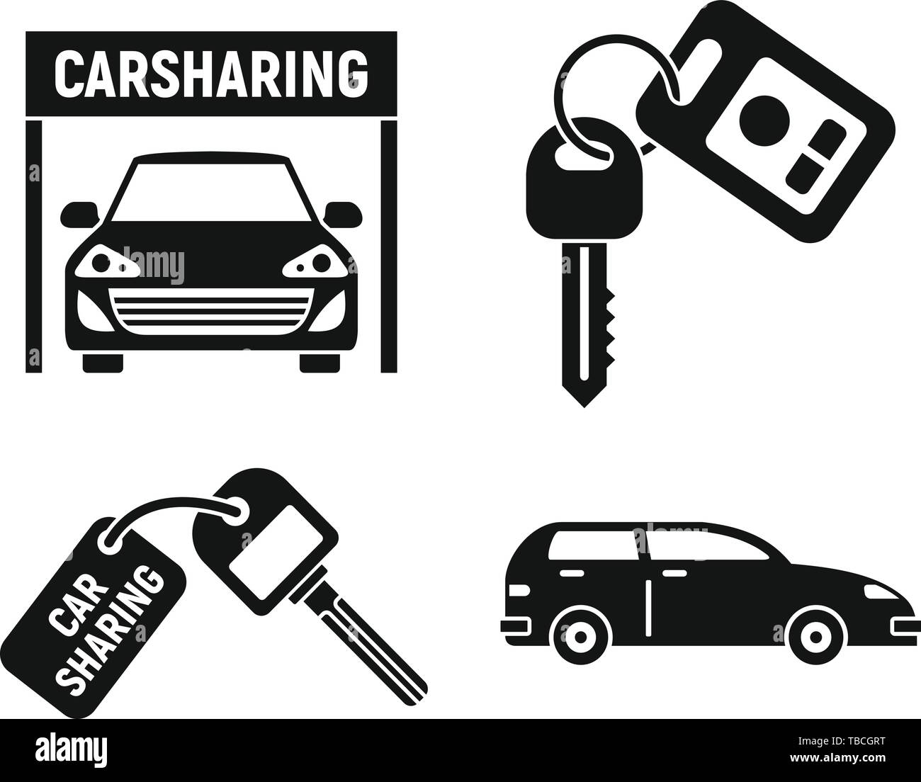 People car sharing icons set. Simple set of people car sharing vector ...