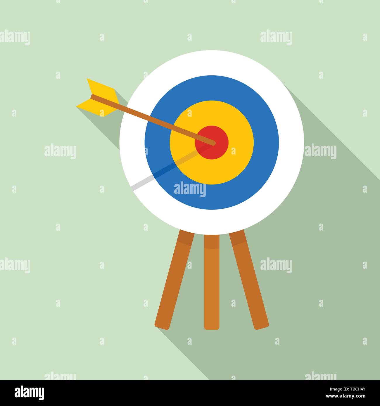 Archery wood target icon. Flat illustration of archery wood target ...