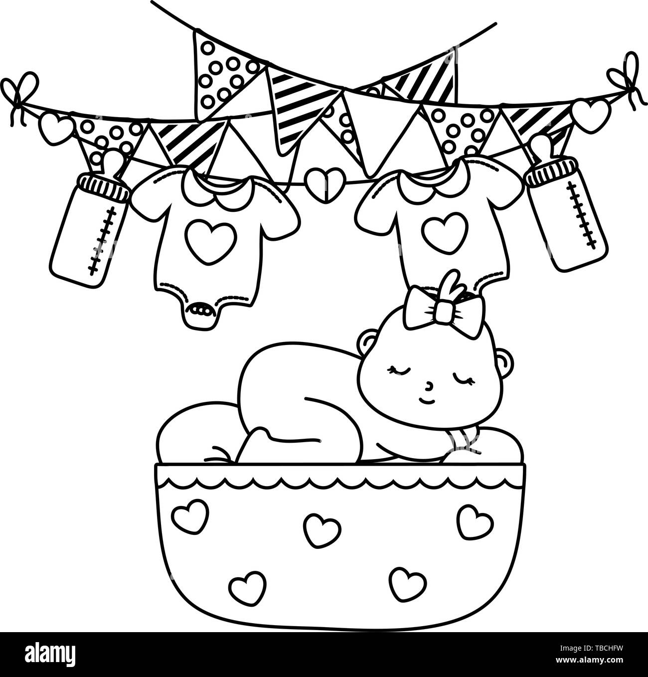 Baby clothes clothesline Black and White Stock Photos & Images - Alamy