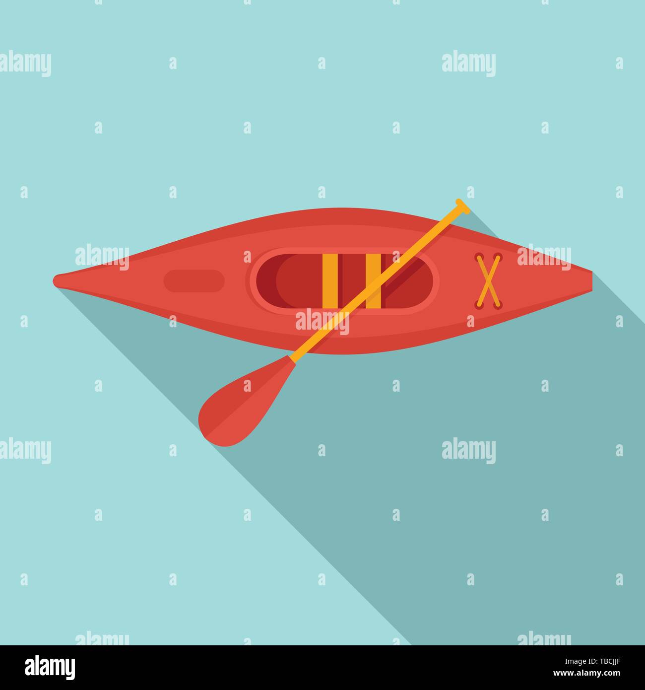 Top view sport kayak icon. Flat illustration of top view sport kayak ...