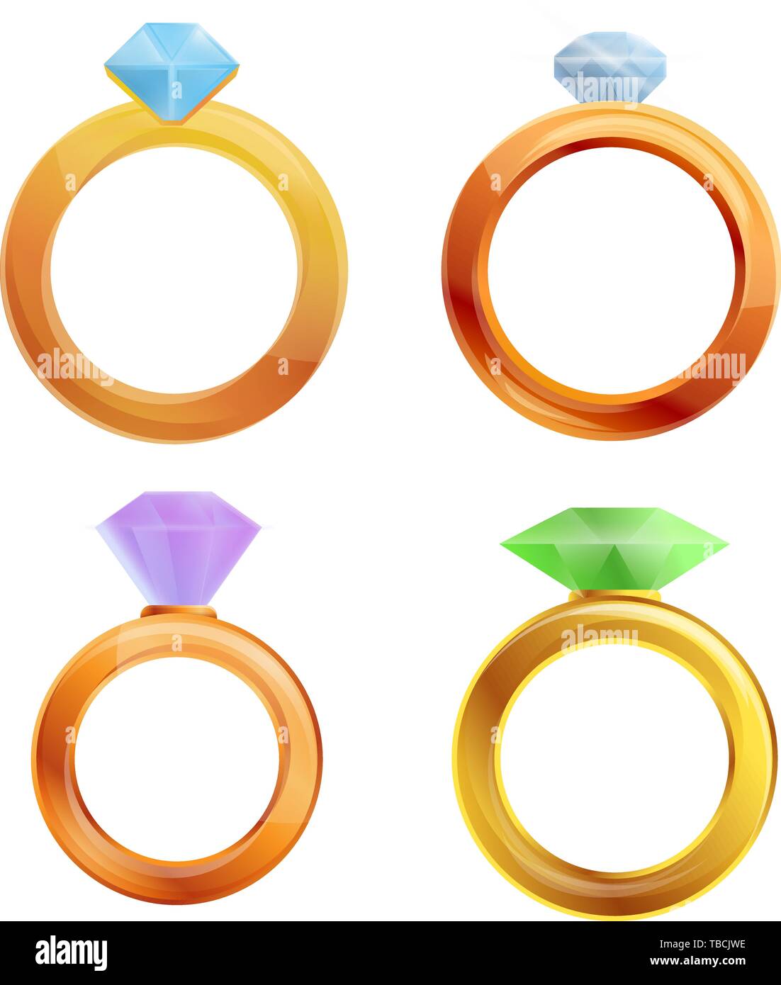 Diamond ring icons set. Cartoon set of diamond ring vector icons for ... Diamond ring icons set. Cartoon set of diamond ring vector icons for ...