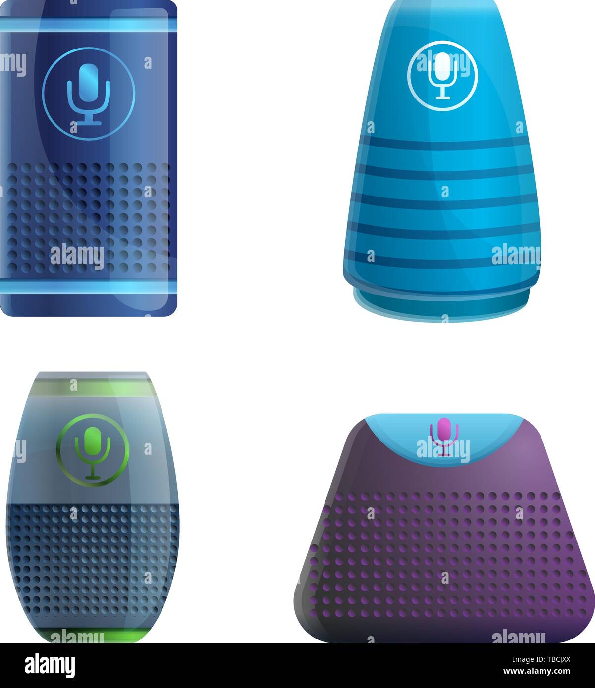 Smart speaker icons set. Cartoon set of smart speaker vector icons for web design Stock Vector ...