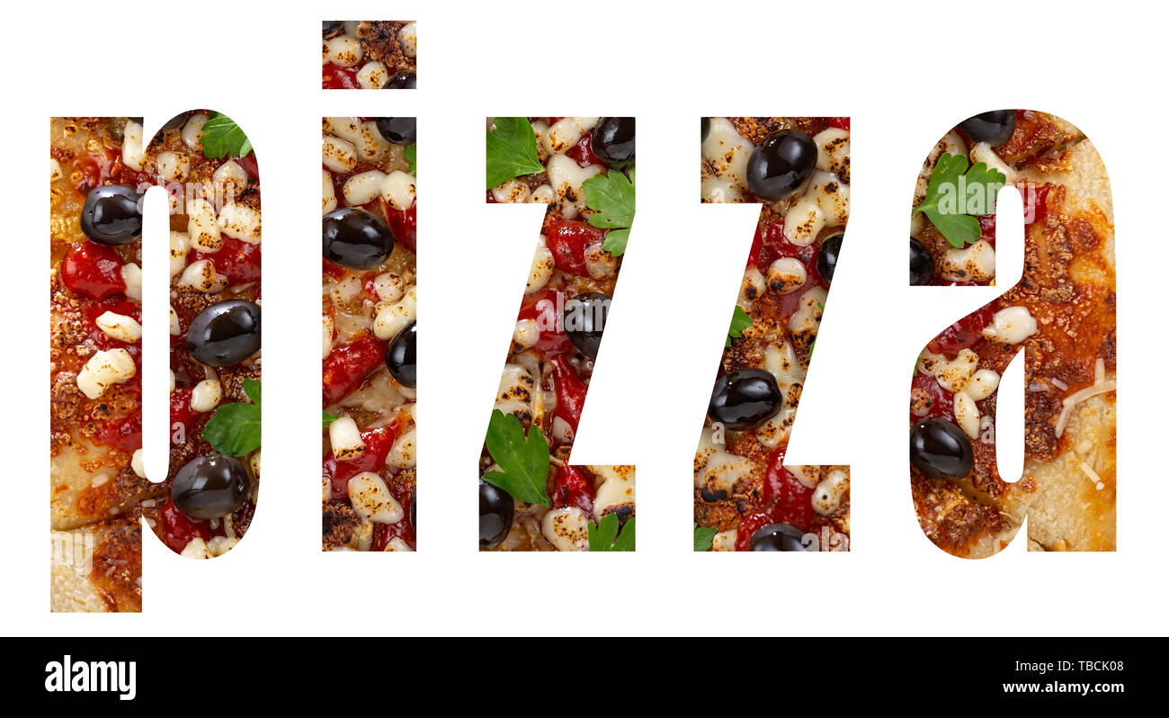 Pizza. Font with transparency Traditional Italian pizza with olives ...